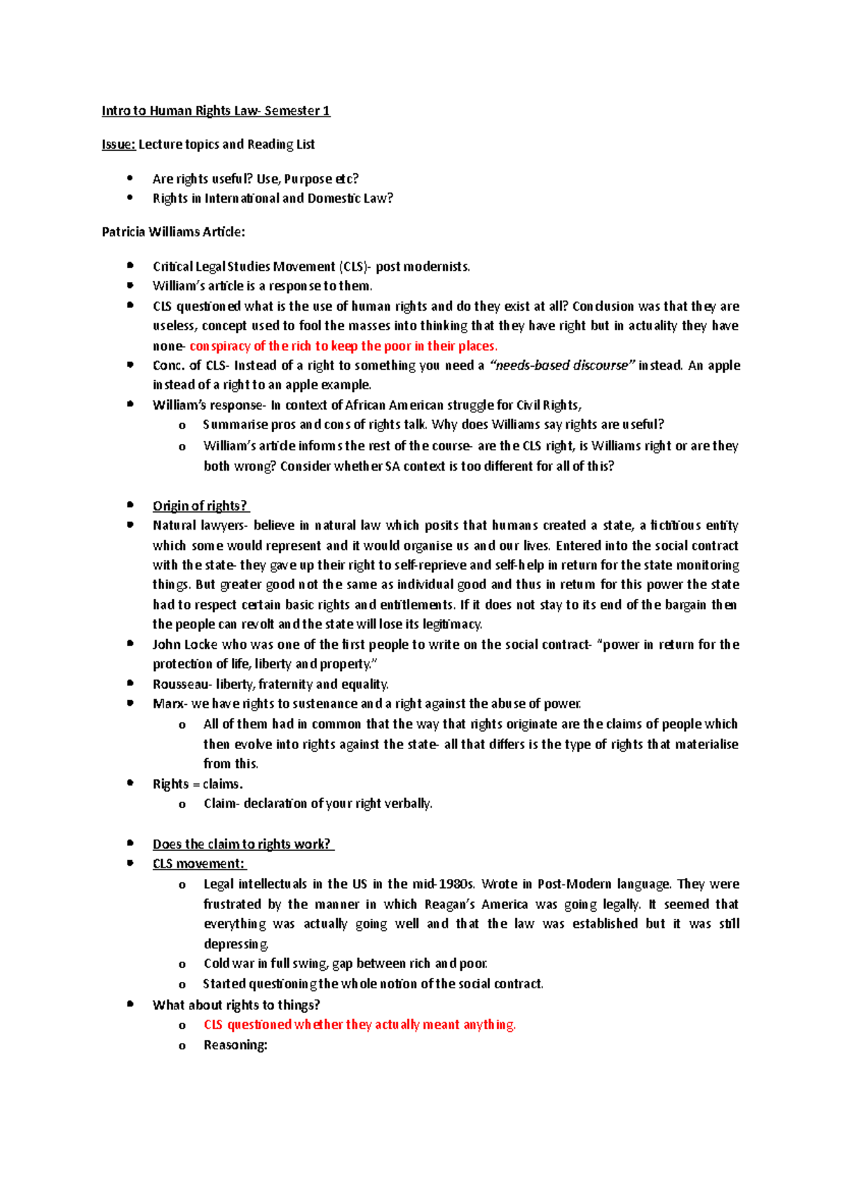 Human Rights Law notes wits chap...................... - Intro to Human ...