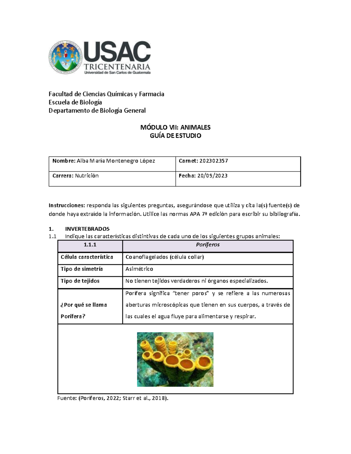 Guia de estudio Practica 7 BGII Alba Montenegro 202302357 - Facultad de ...