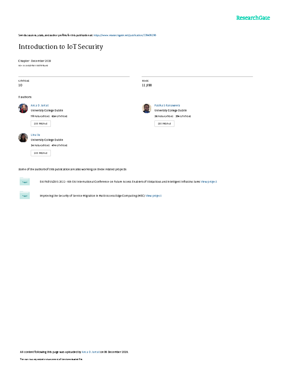 3 Security in Io T - See discussions, stats, and author profiles for ...