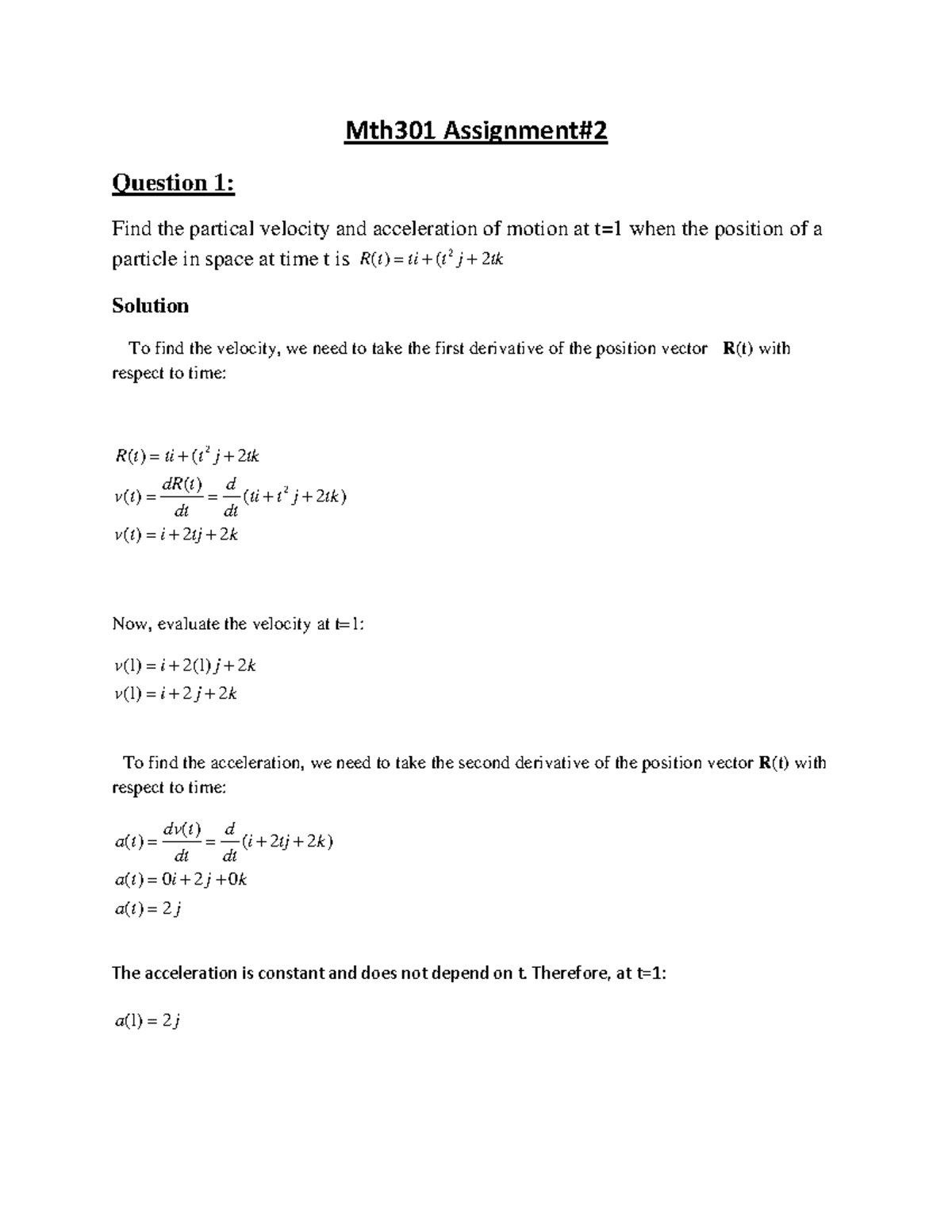 Mth301 assi 2 mr faiz ur rahman by Webmentormagic - Mth301 Assignment# Question 1: Find the ...