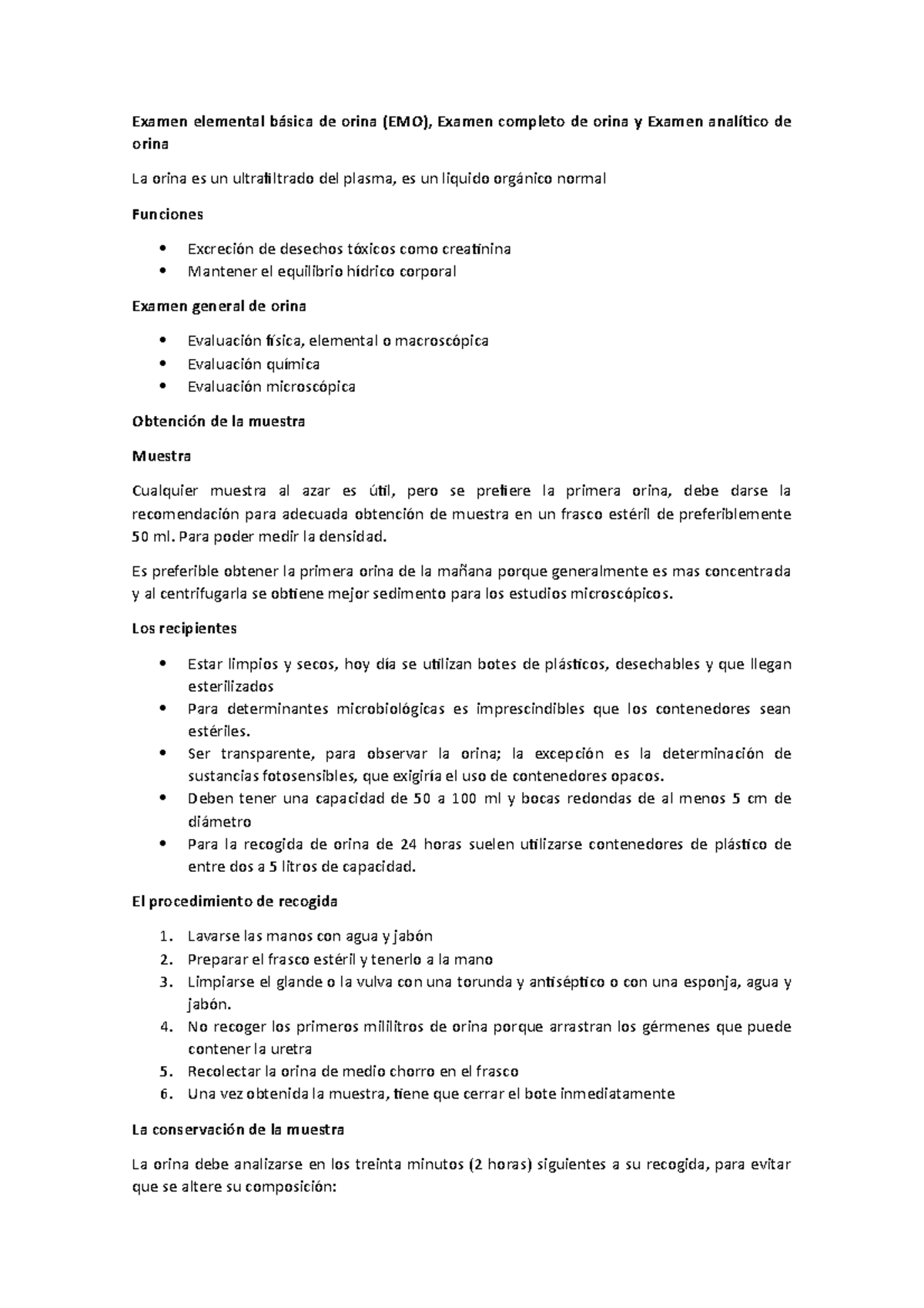 EMO - PRUEBA DE LABORATORIO - Examen elemental básica de orina (EMO ...