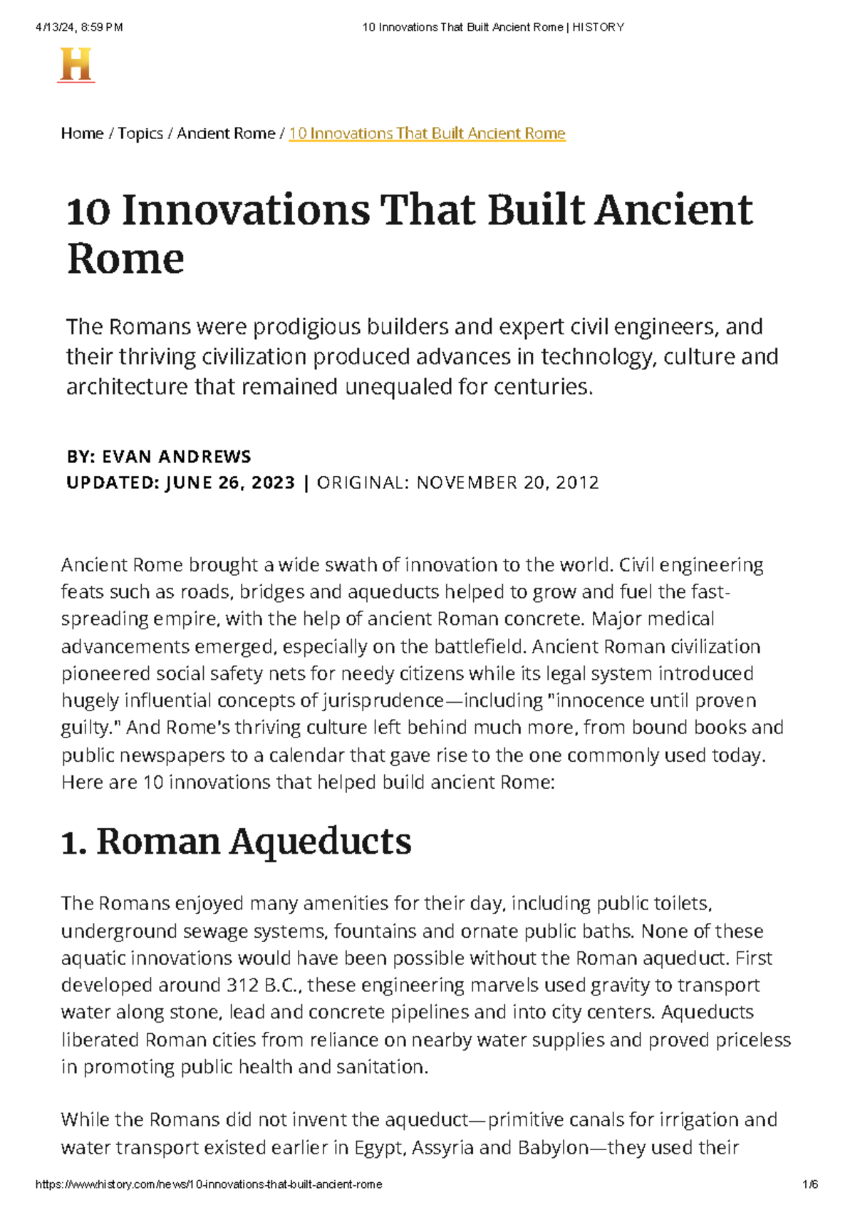 10 Innovations That Built Ancient Rome History - Ancient Rome brought a ...