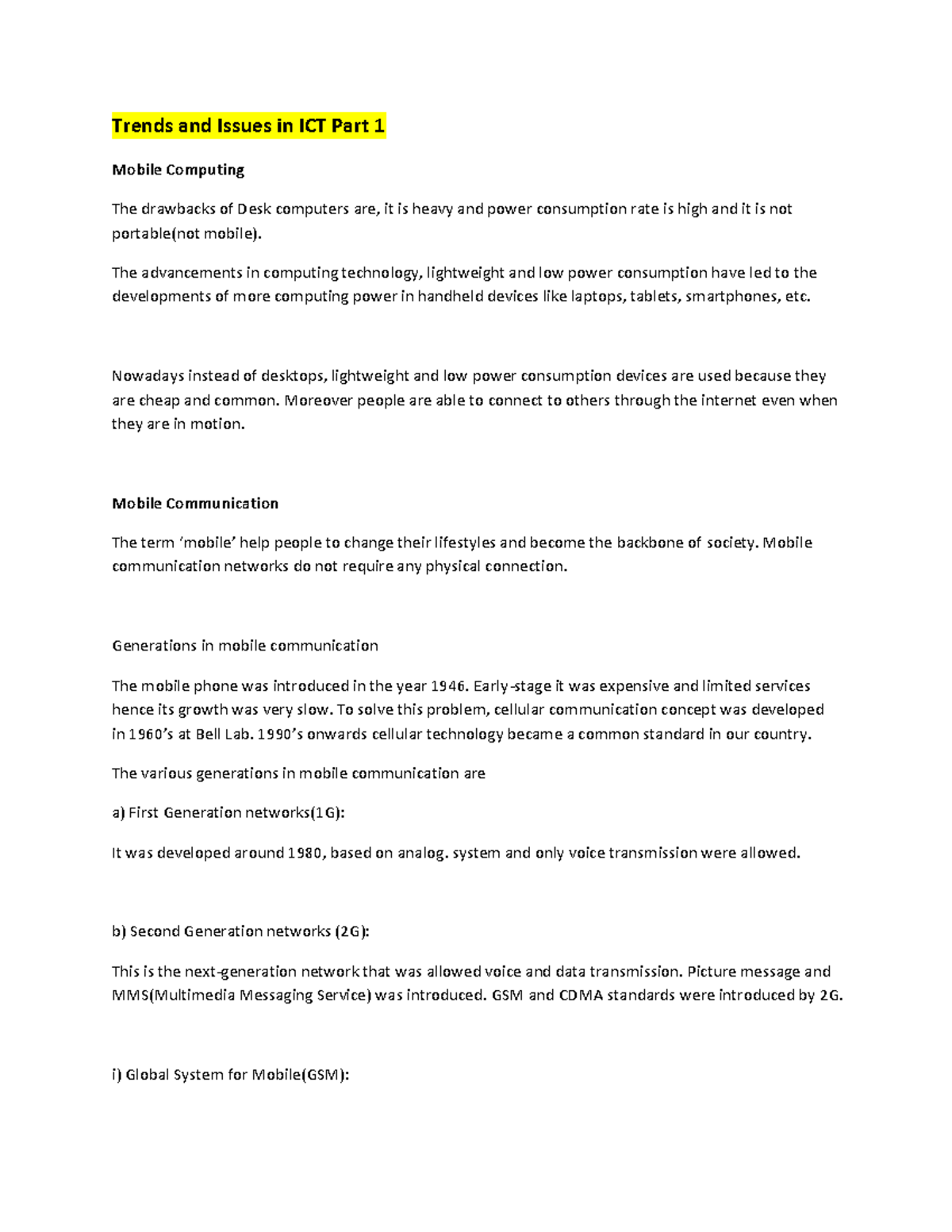 Trends and Issuesin ICT part1 - Trends and Issues in ICT Part 1 Mobile ...
