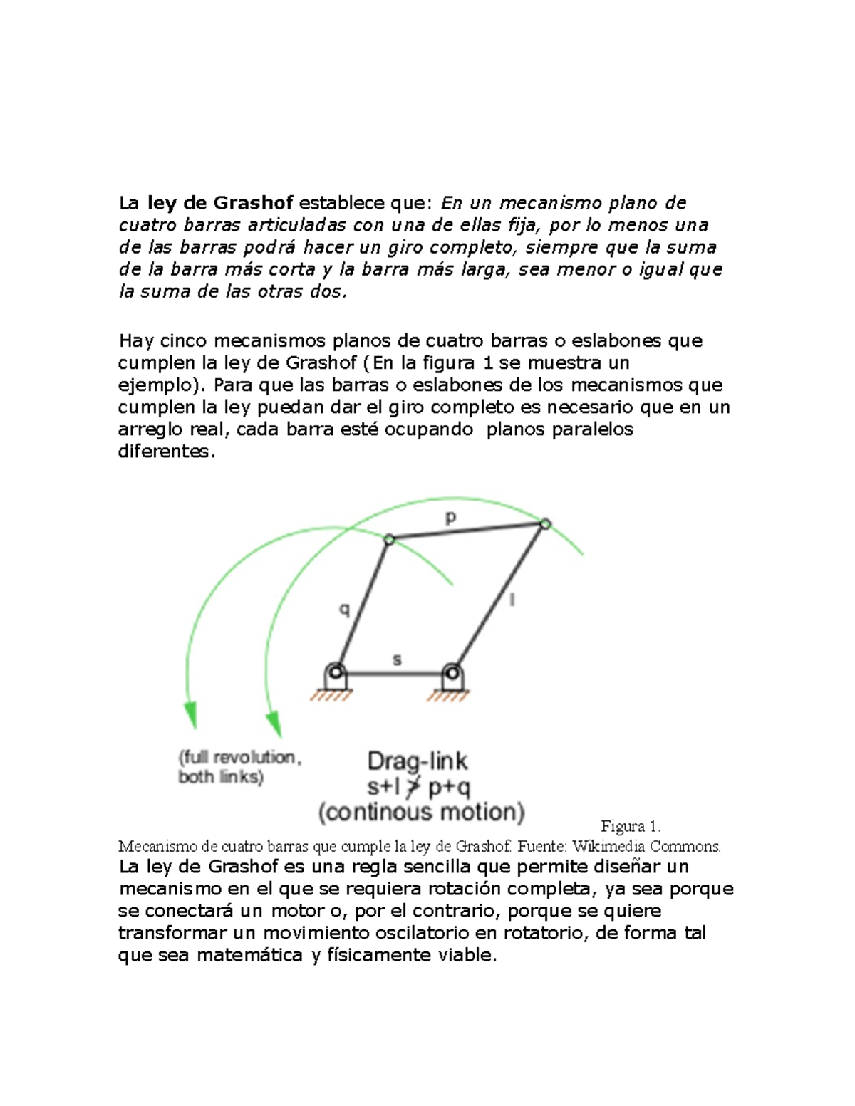 Mecanismos - opción de lectura para examen - La ley de Grashof ...