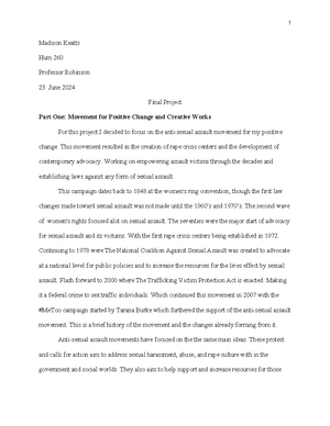 [Solved] Describe a movement for positive change in a fictional ...