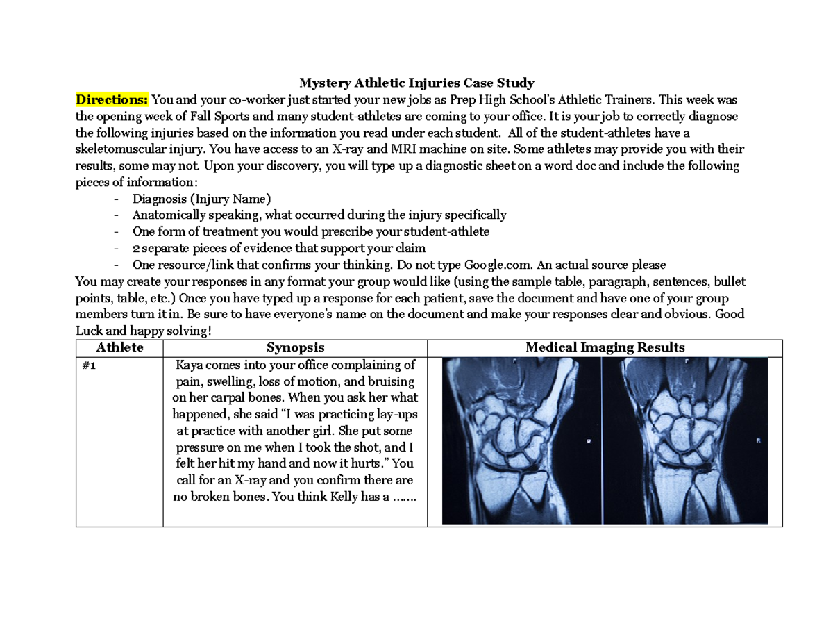 Skeletal Case Study - aaaaa - Mystery Athletic Injuries Case Study ...