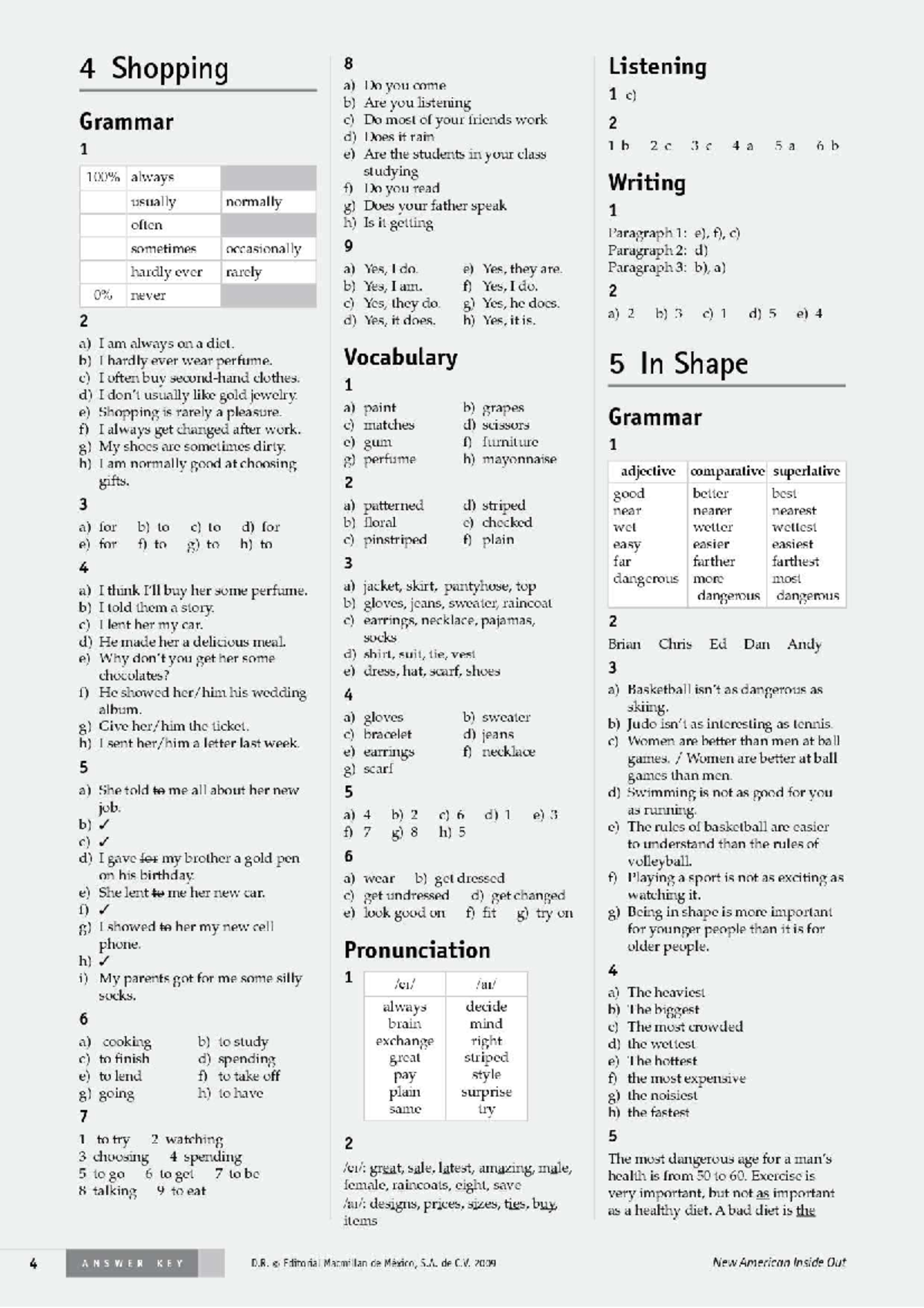 Workbook Unit 4 - 6 Keys - Respuestas - Inglés 3 - Studocu