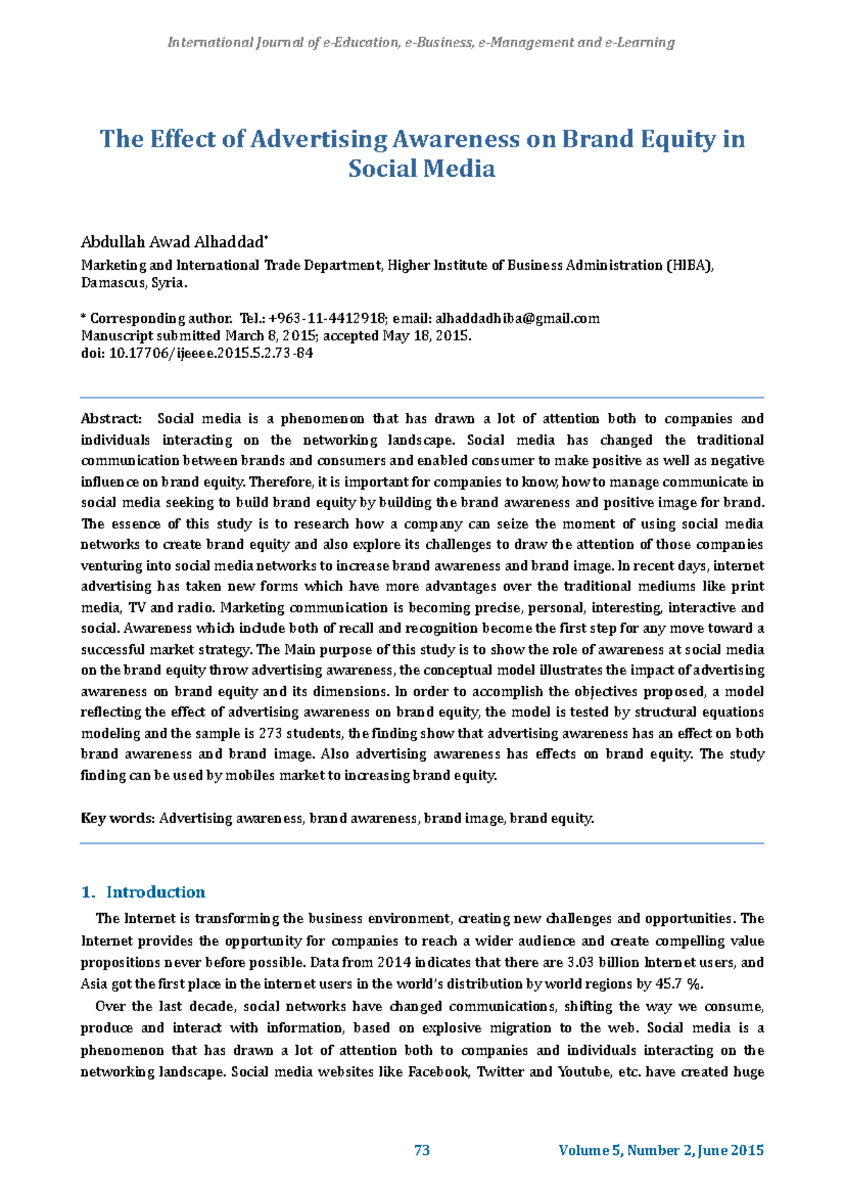 368-JZ0094 - research marketing - The Effect of Advertising Awareness ...