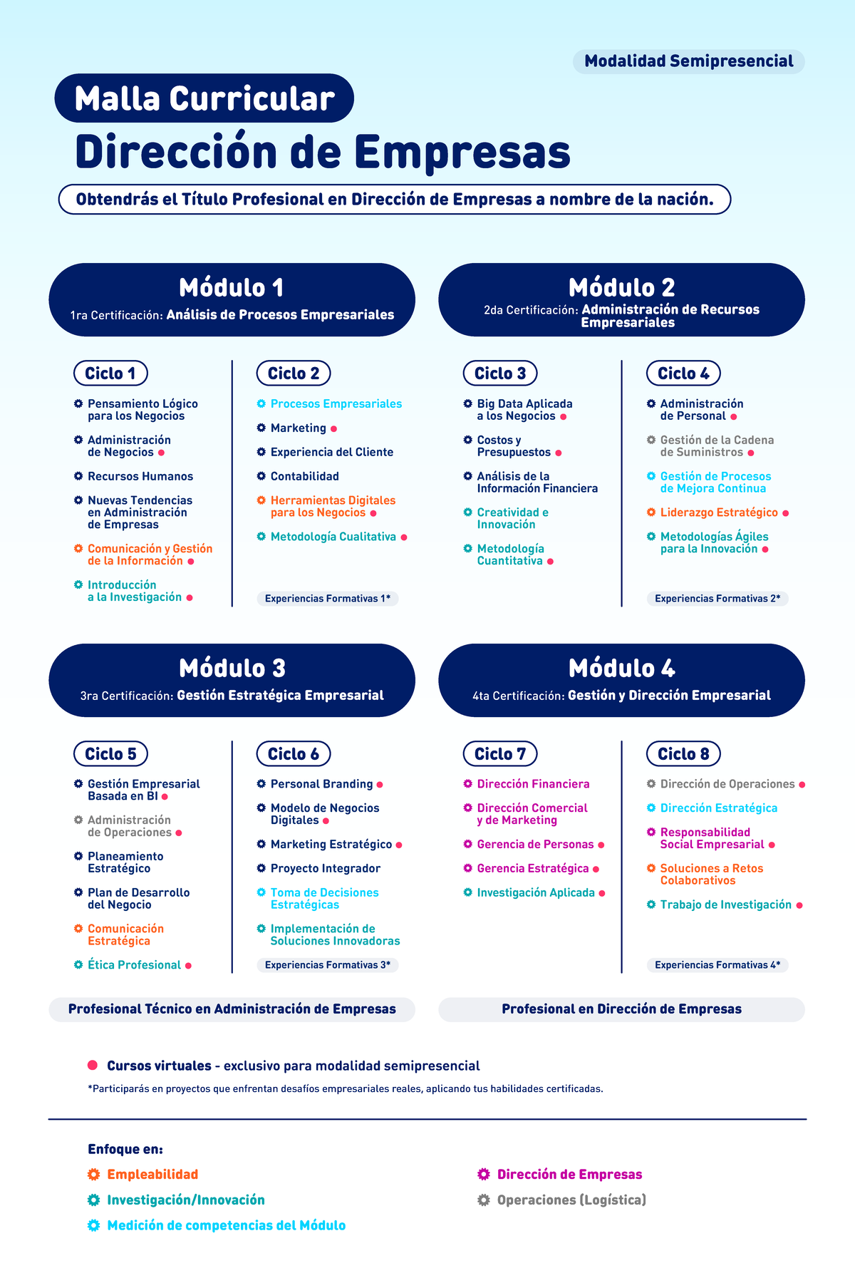 Malla Dirección De Empresas-Semipresencial - Obtendrás el Título Profesional en Dirección de ...