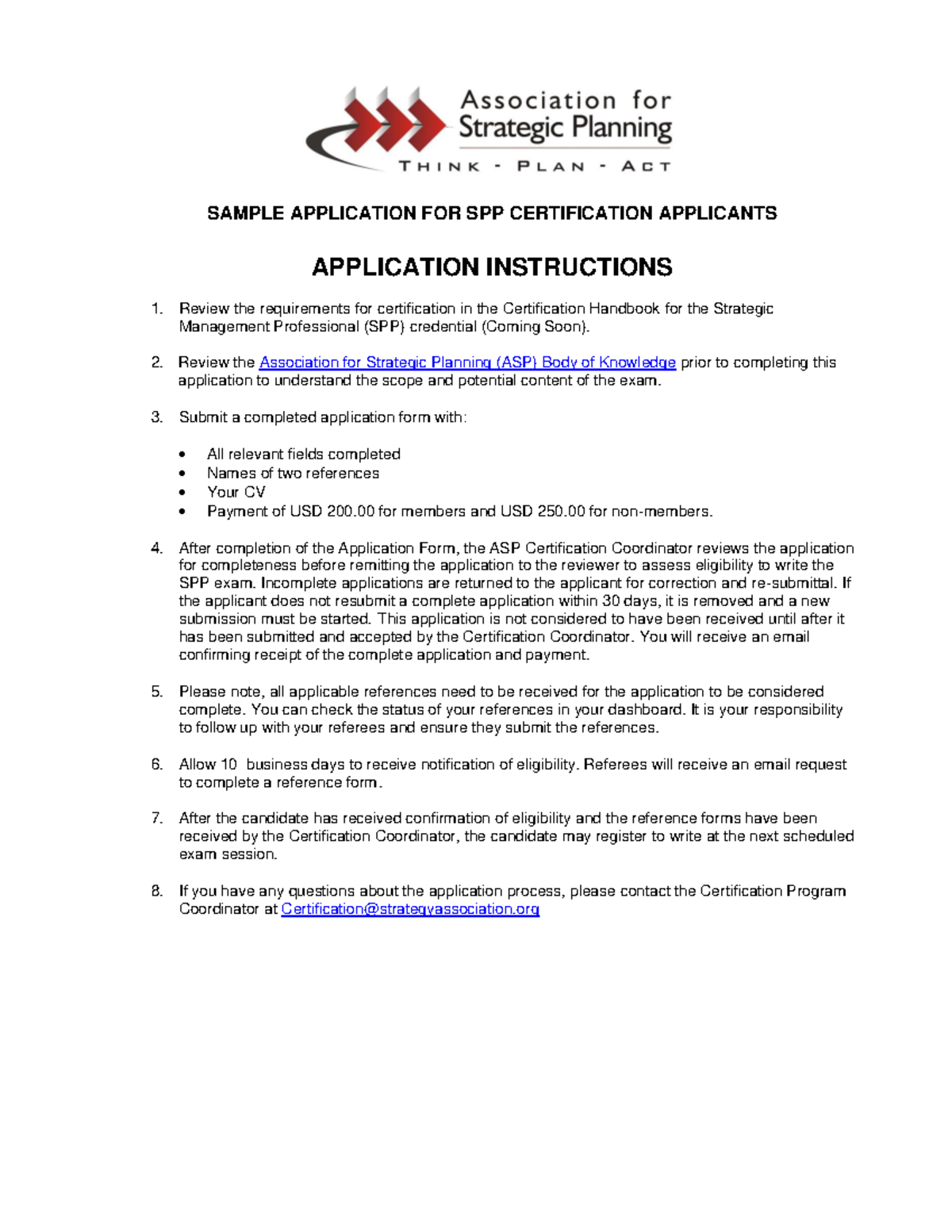 Sample spp application form - SAMPLE APPLICATION FOR SPP CERTIFICATION ...