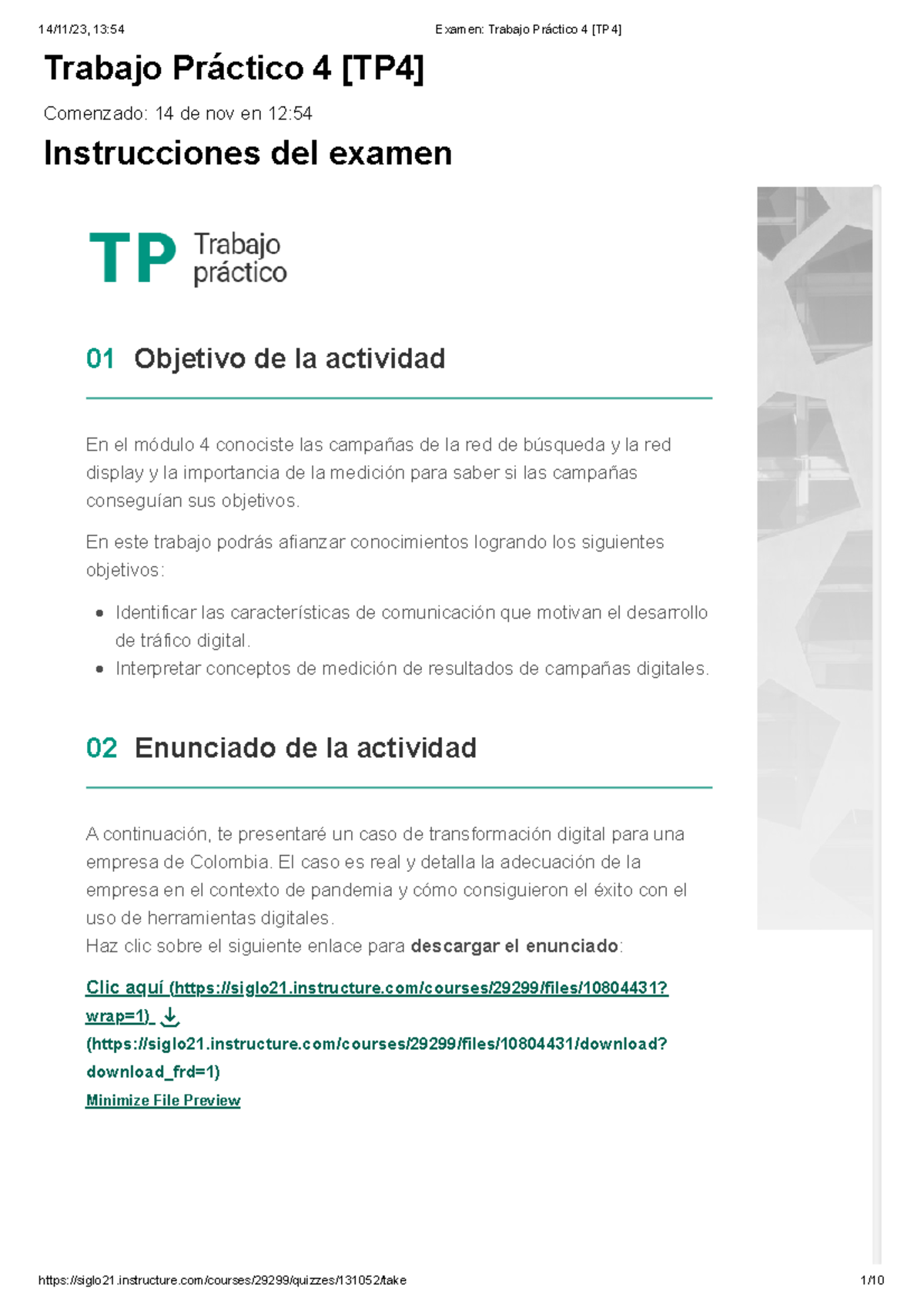 TP4 Pos en Buscadores 14.11.23 90% - Trabajo Práctico 4 [TP4] Comenzado ...