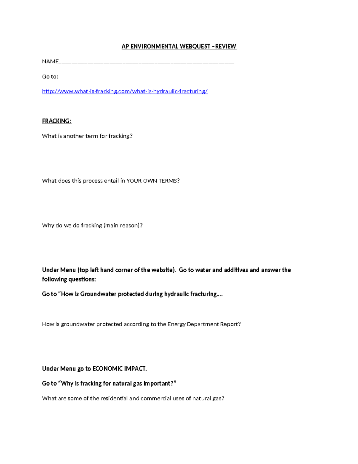 AP Environmental Webquest - AP ENVIRONMENTAL WEBQUEST –REVIEW - Studocu