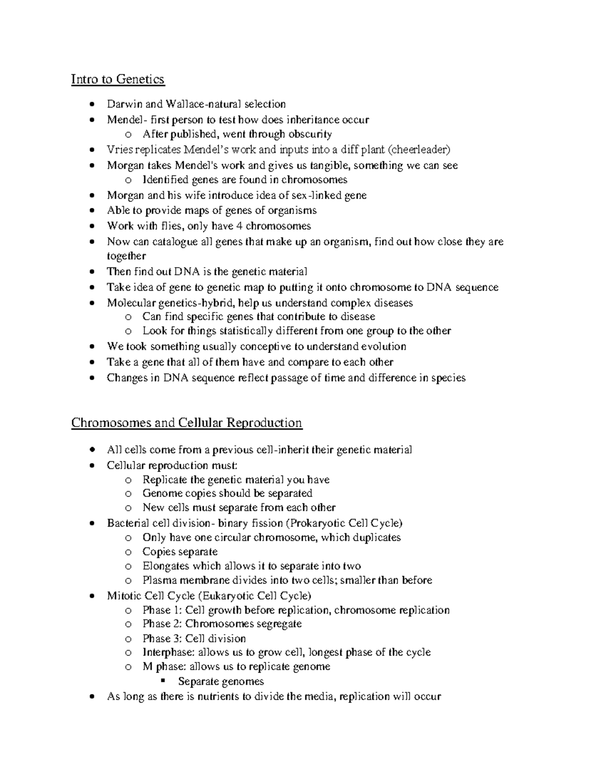 Genetics Week 1 - bio244 - Studocu