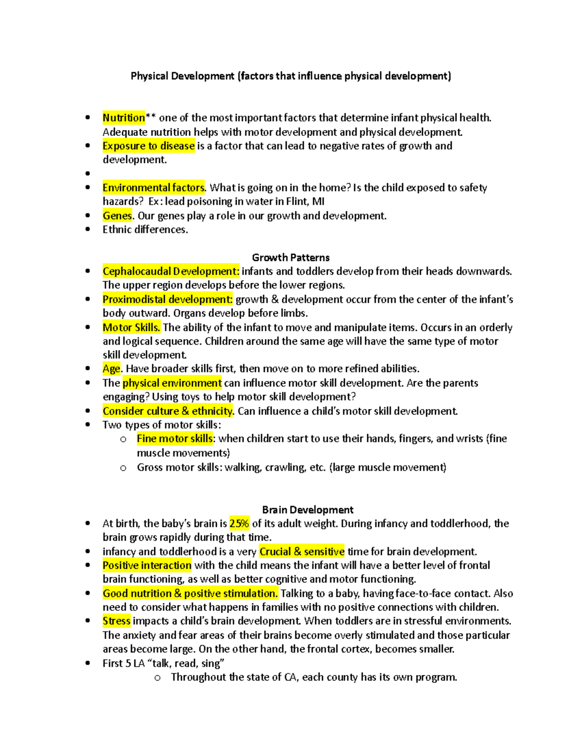 9:27 notes - sw 330 - Physical Development (factors that influence ...