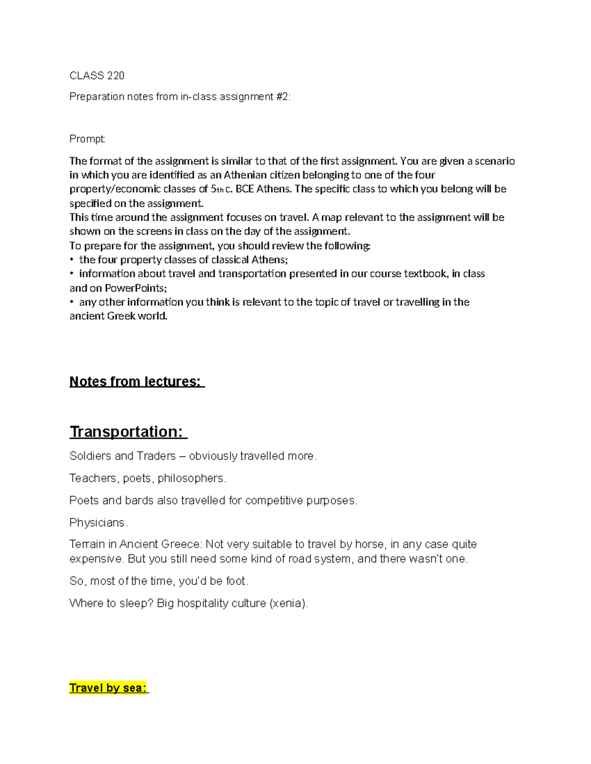 Assignment 2 preparation - CLASS 220 Preparation notes from in-class ...