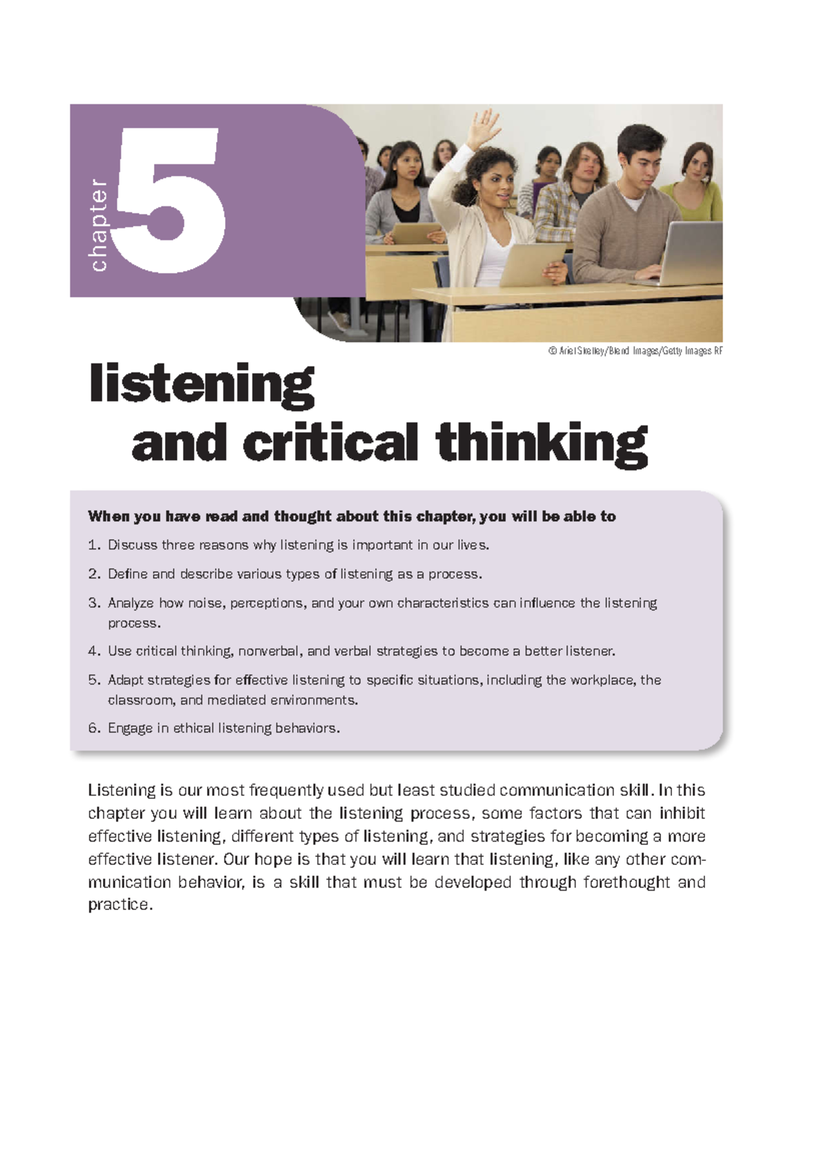 Chapter 5 Human Communication Text - listening and critical thinking ...