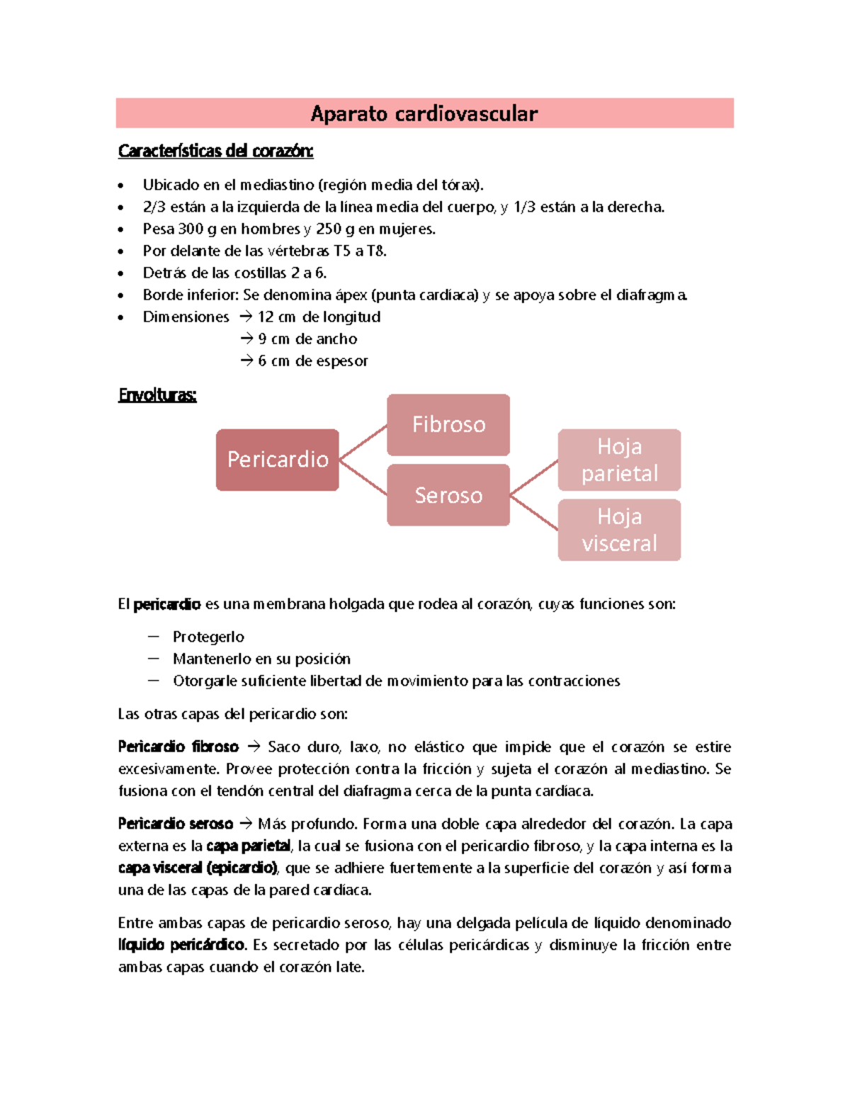 Corazón aparato cardiovascular - Resumen Tortora - Warning: TT: undefined function: 32 Warning ...