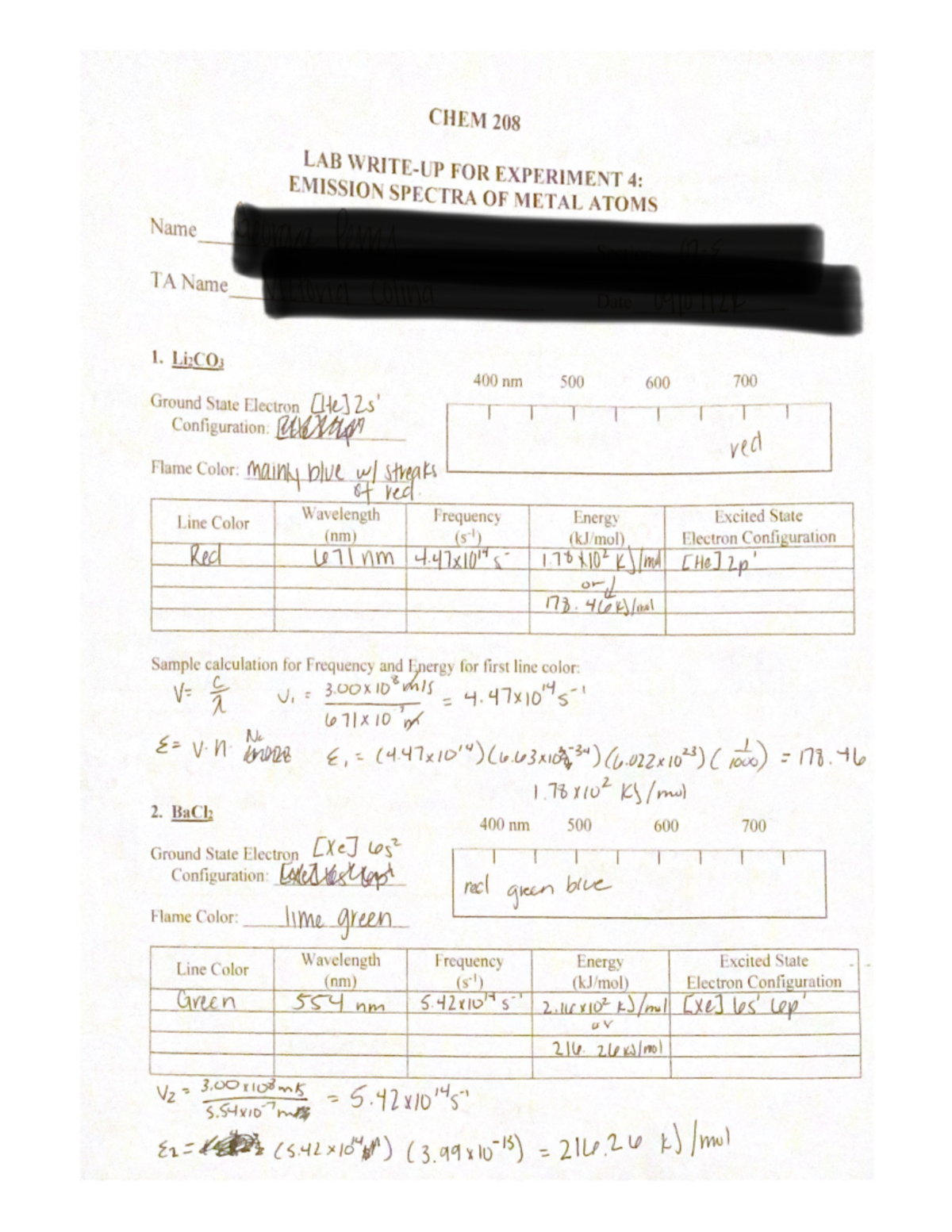 CHEM 208 Experiment 4 - Please refer to this document if you would like ...