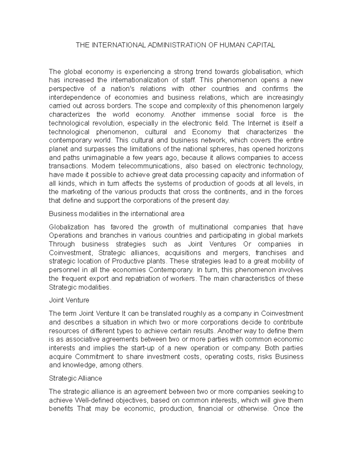 THE INTERNATIONAL ADMINISTRATION OF HUMAN CAPITAL - This phenomenon ...
