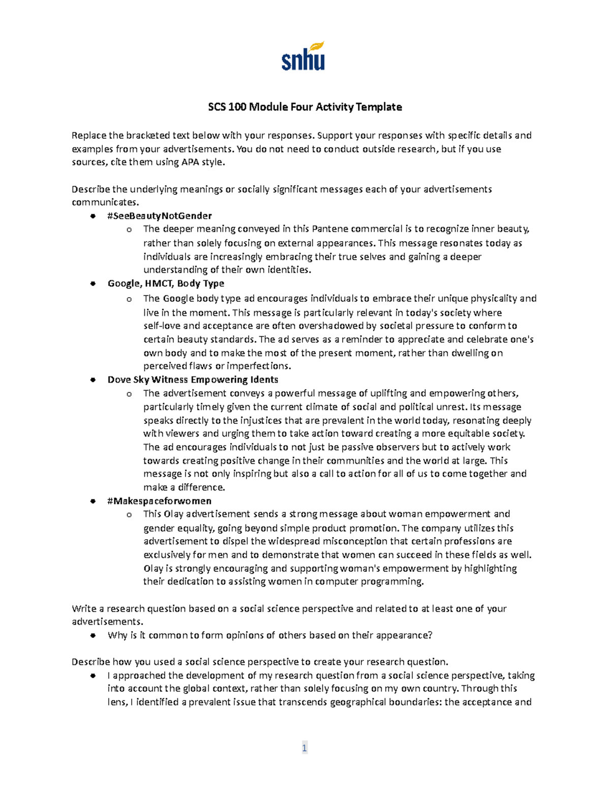 Underlying Messages in Advertisements and Research Question on ...