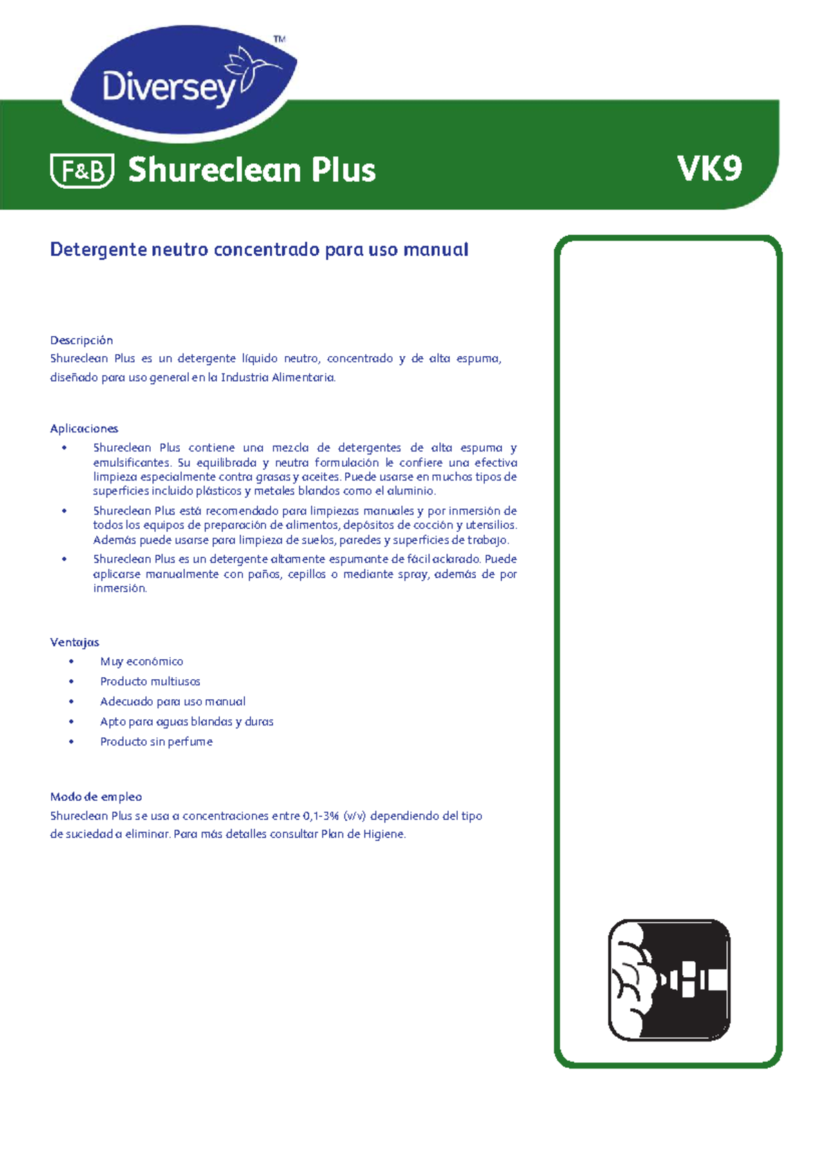 Shureclean-Plus VK9 - Uso adecuado de productos químicos en servicio de ...