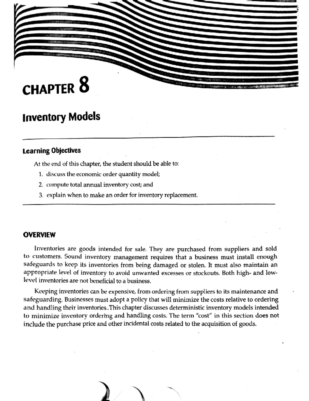 Chapter 8 Inventory Models - CHAPTER 8 Inventory Models Learning Objectives At the end of this ...