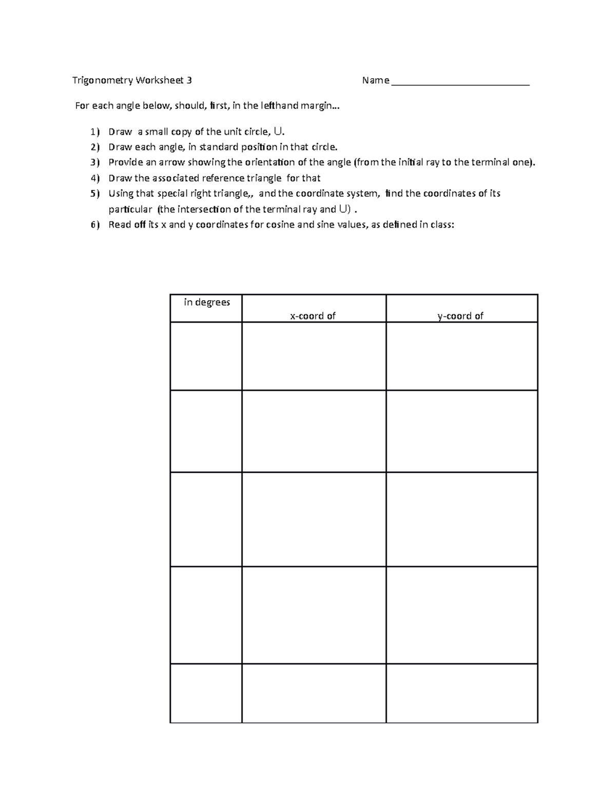 Trig3 This Is Coursework For Intro To Trig This Was The Third Trig