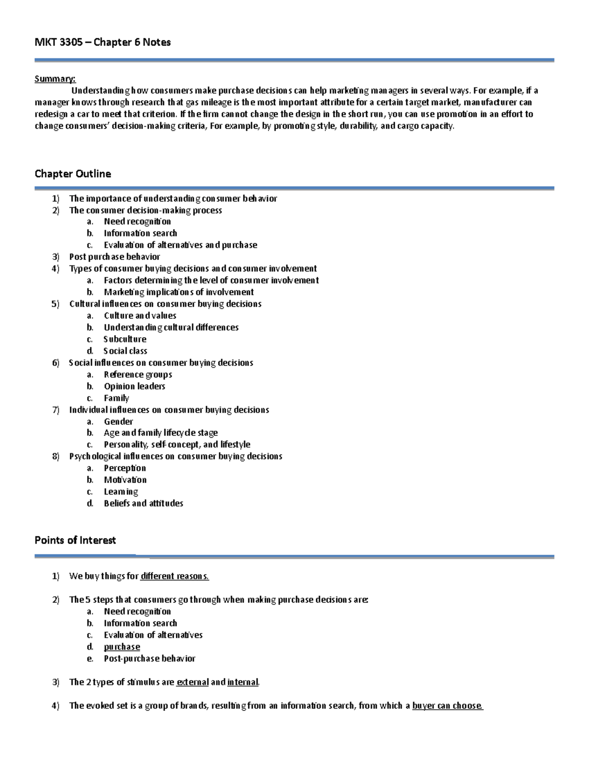 Chapter 6 Notes - MKT 3305 - MKT 3305 – Chapter 6 Notes Summary ...