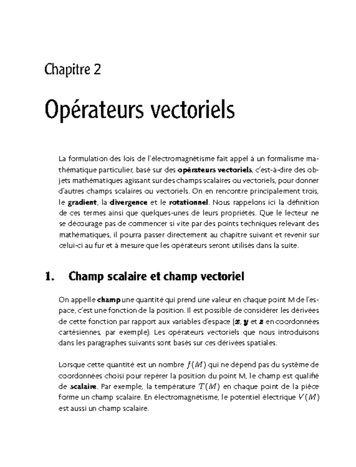 Chapitre 2 - Opérateurs vectoriels - Chapitre 2 Opérateurs vectoriels ...
