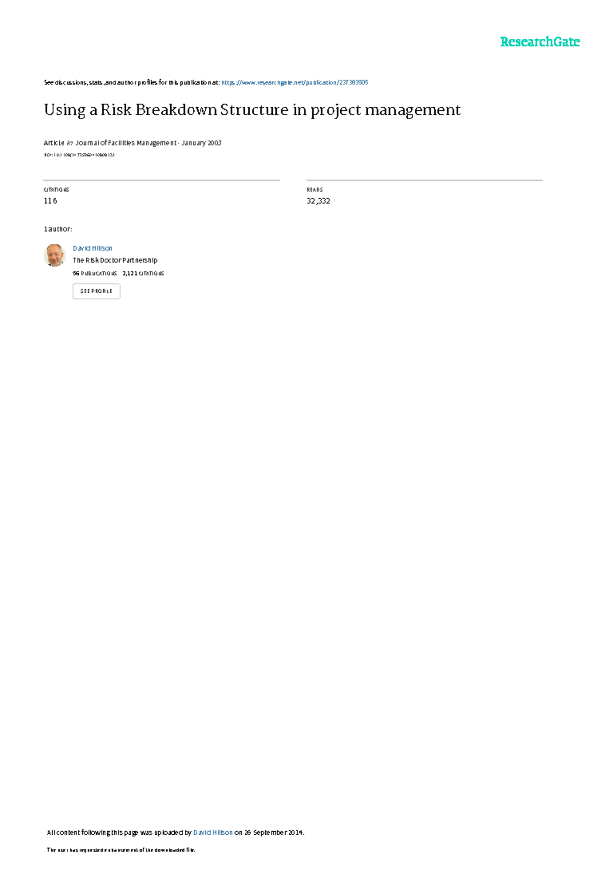 Using a Risk Breakdown Structure in project manage - See discussions ...