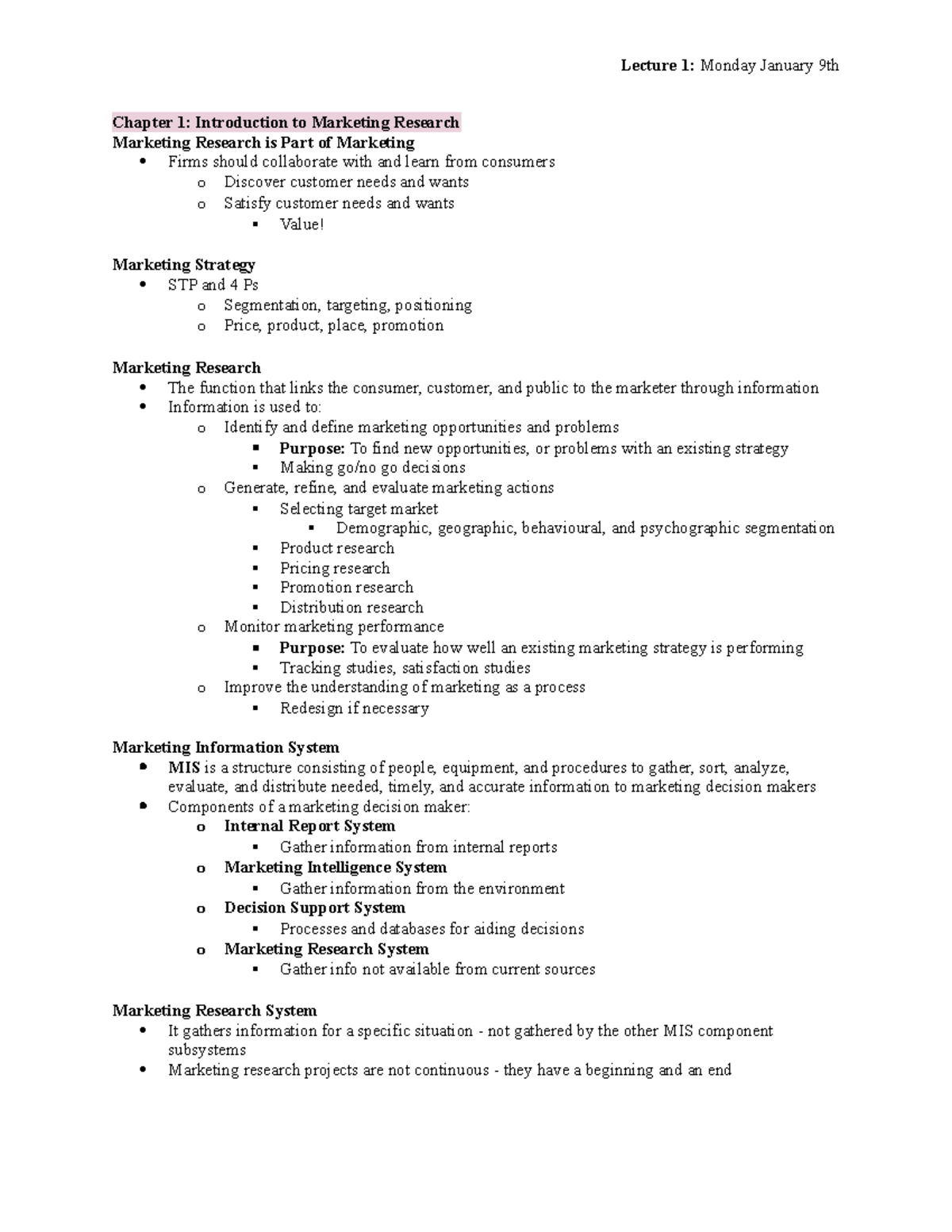 BU422 - Lecture 1 - Chapter 1: Introduction to Marketing Research ...