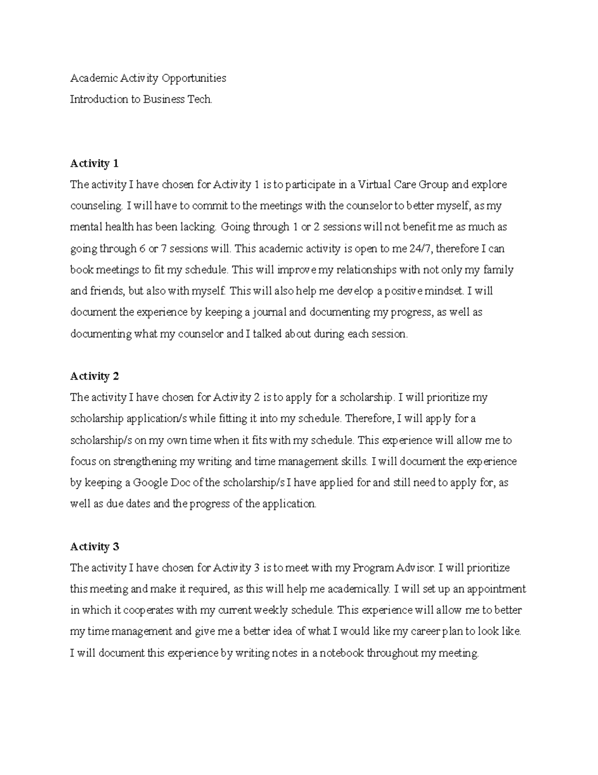 Academic Activity Opportunities - Academic Activity Opportunities ...