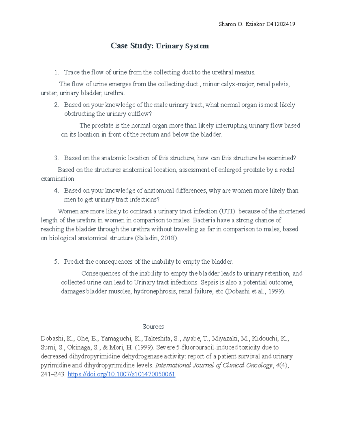 Case Study Urinary System - Sharon O. Eziakor D Case Study: Urinary ...