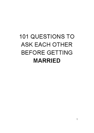 101 Questions To Ask Each Other Before Getting Married - 101 QUESTIONS ...