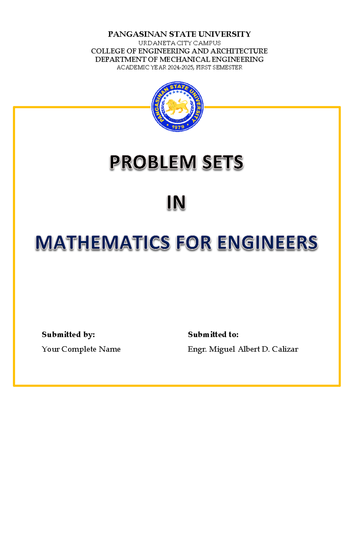 Problem Sets MFE Algebra to Trigonometry - PANGASINAN STATE UNIVERSITY ...