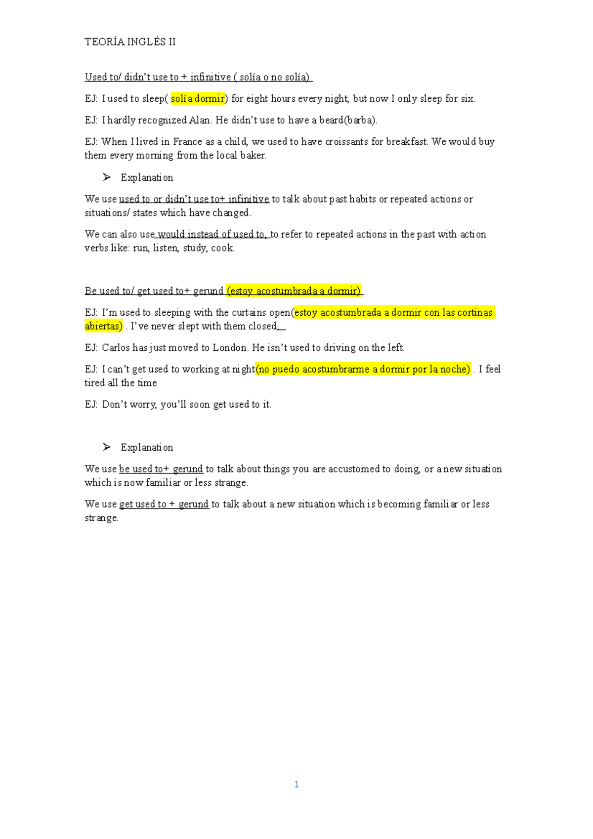 Used to with infinitive- be used to with gerund - copia - TEORÍA INGLÉS ...