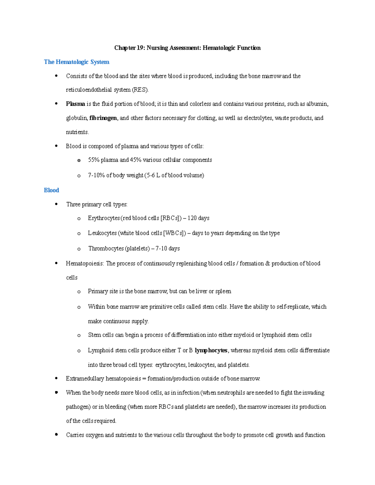 Chapter 19 - hematology nursing management - Chapter 19: Nursing ...