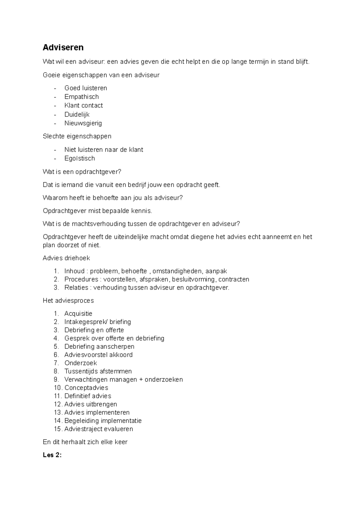 Adviseren - College-aantekeningen 1, 2, 3 - Adviseren Wat wil een ...