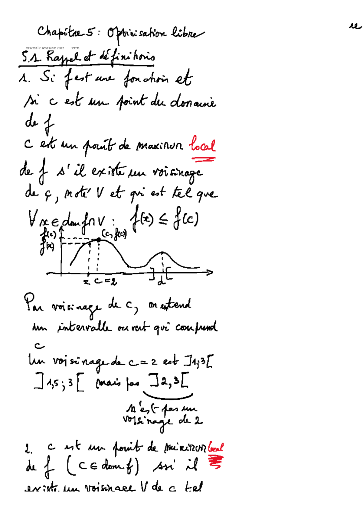 Chapitre 5 optimisation libre 221117 - Mathématiques : analyse - mercredi 2 novembre 2022 15 ...