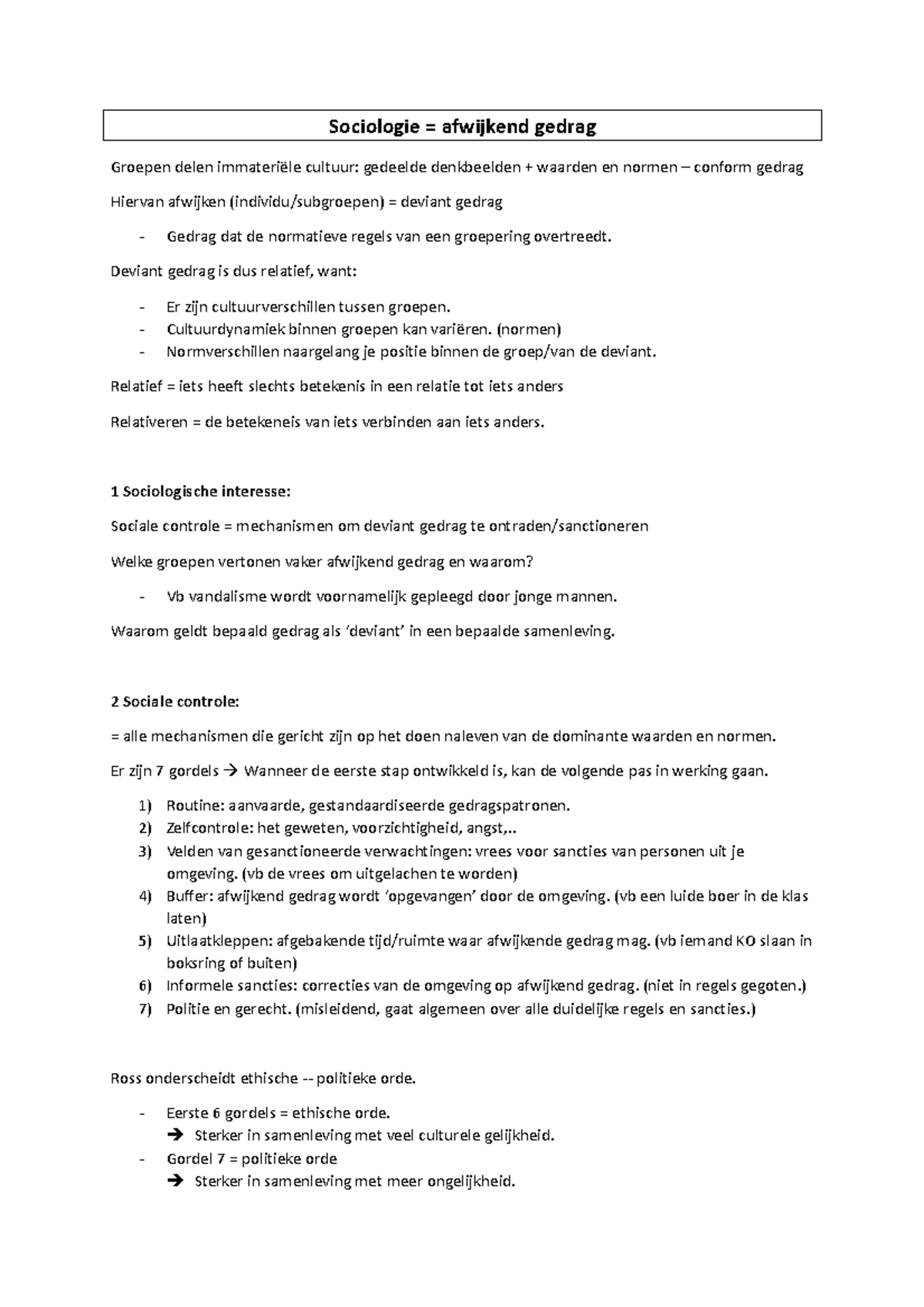 Afwijkend gedrag - Samenvatting Sociologie - Sociologie = afwijkend ...