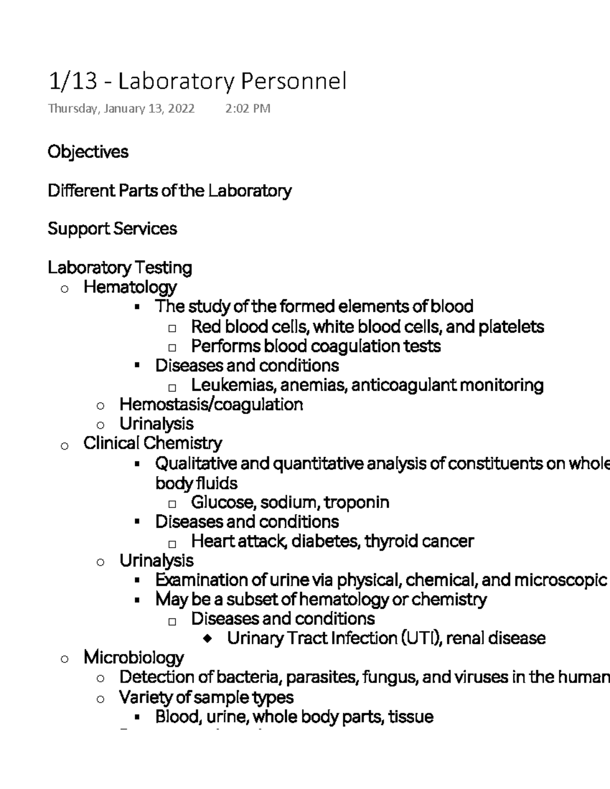Laboratory Personnel - MLS 110/220 - MLS 101 - § § § § § ® § § 1/13 ...