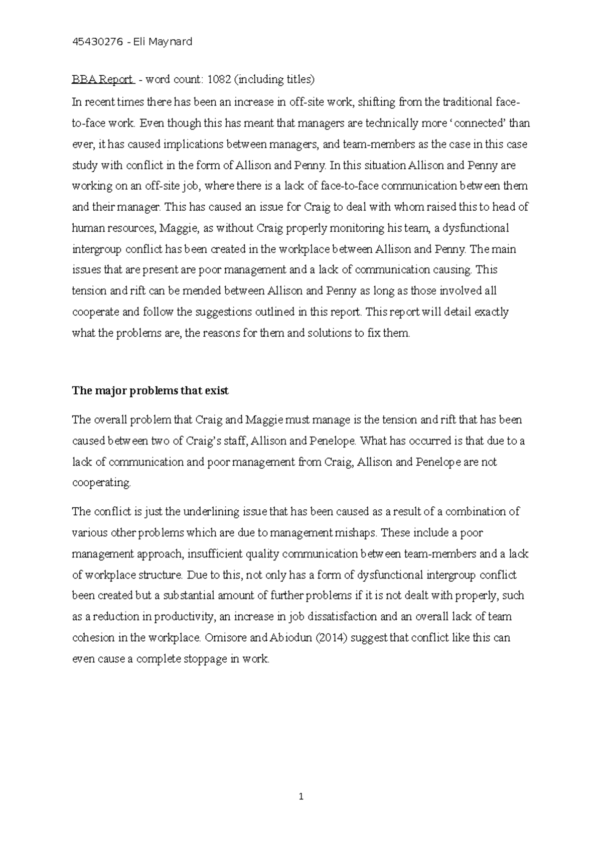 BBA Report - 45430276 - Eli Maynard BBA Report - word count: 1082 ...