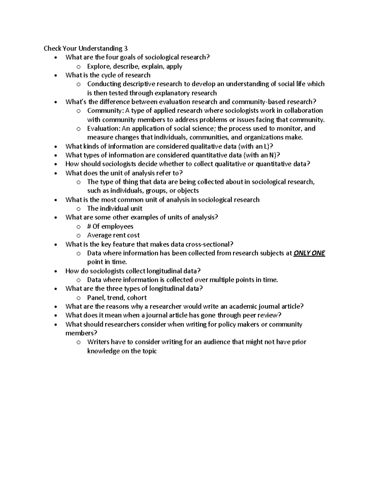 Check Your Understanding Methods of Research - Check Your Understanding ...