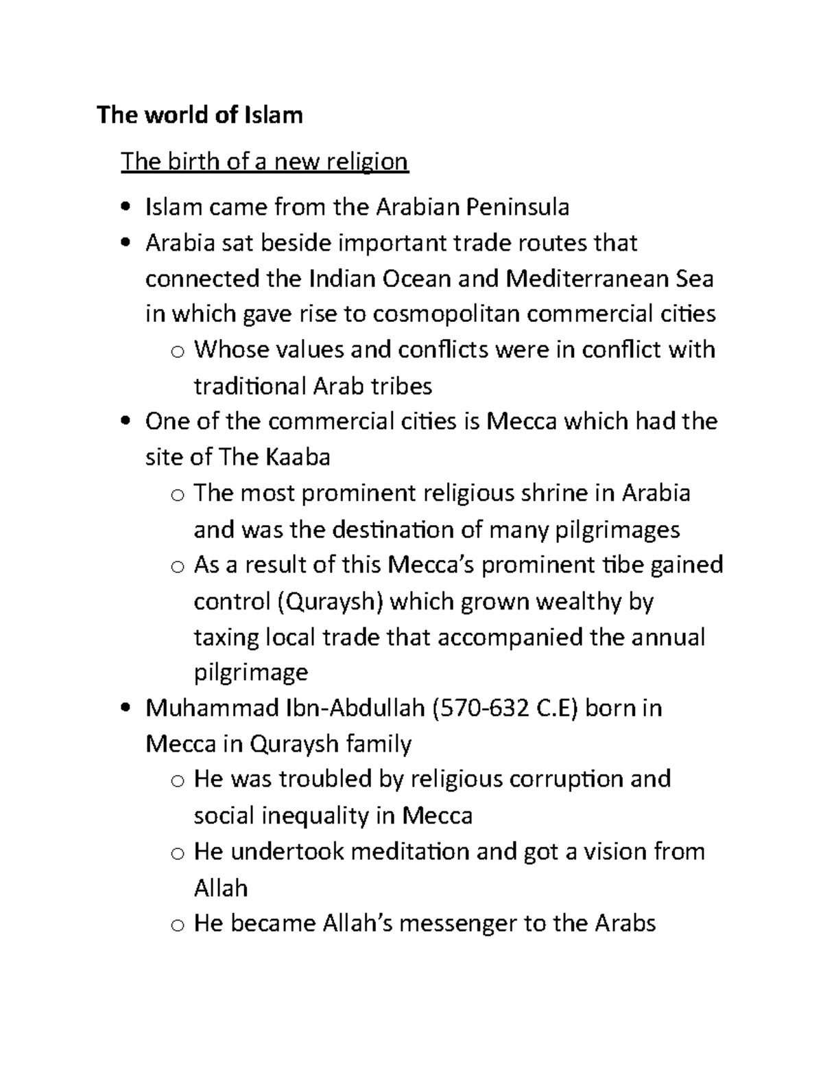 Islam WH - Summary Worlds Together Worlds Apart - The world of Islam ...