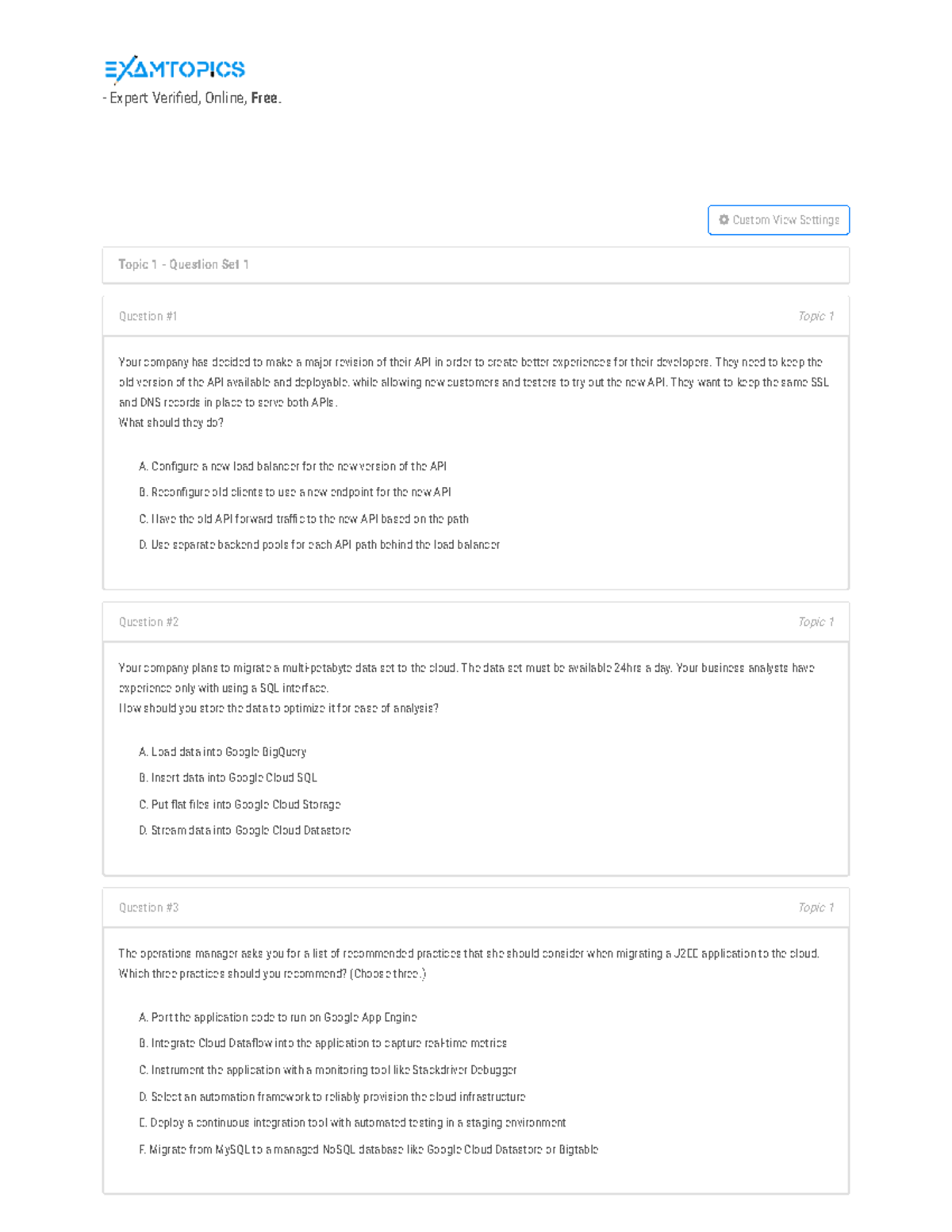 PCA Exam - Expert Veried, Online, Free. Custom View Settings Topic 1 ...