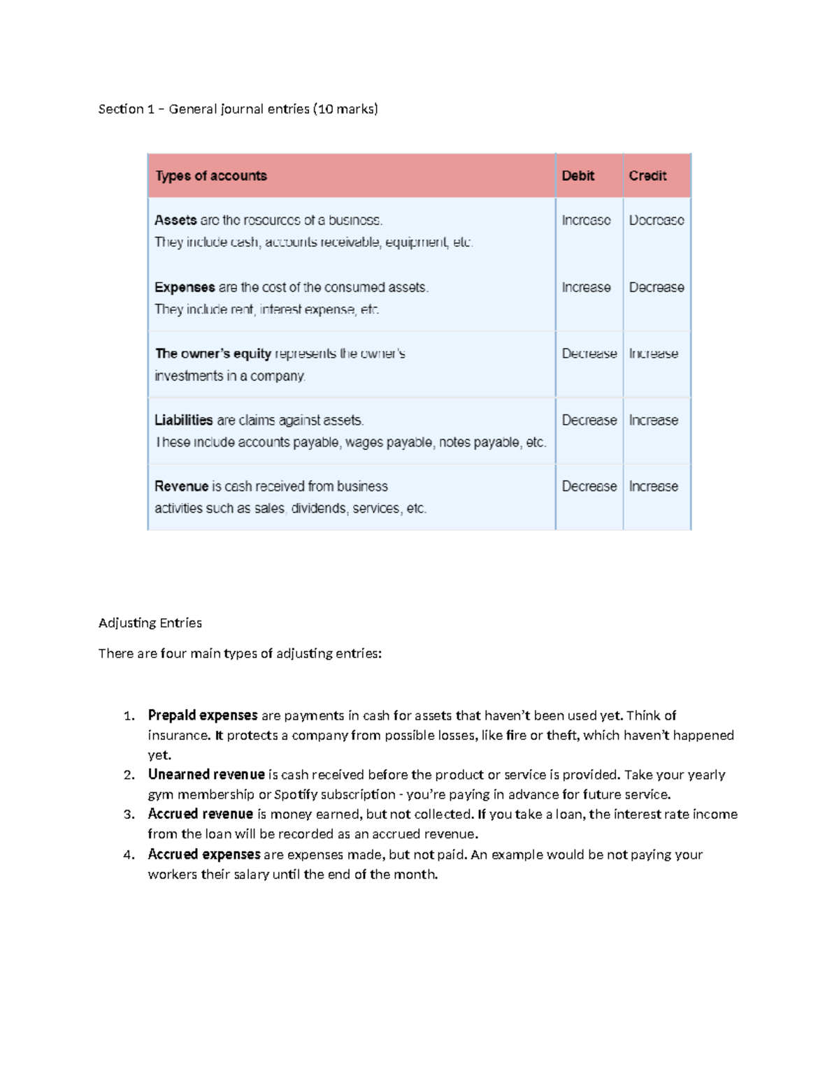 Accounting Finals Reviewer - Section 1 – General journal entries (10 ...