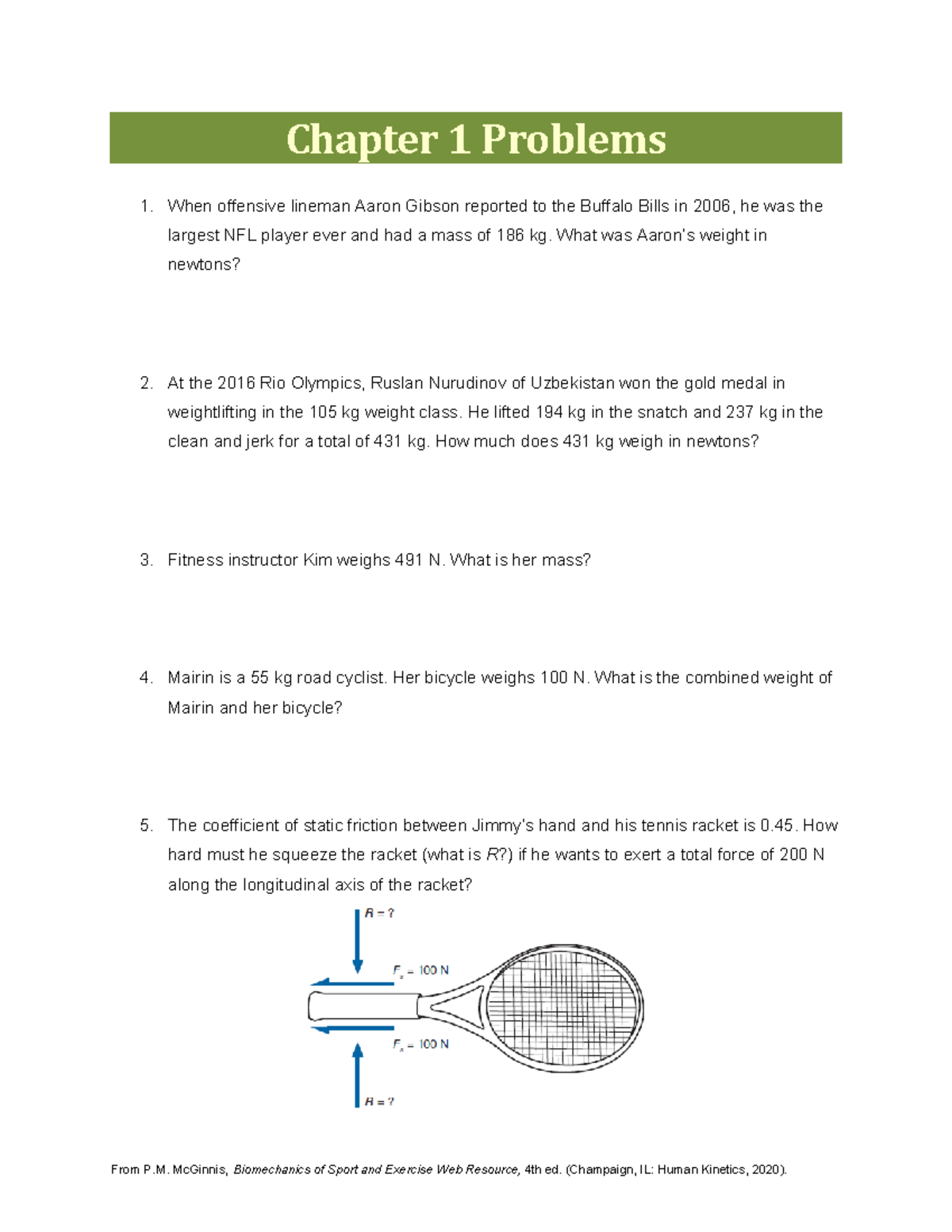 Mc Ginnis 4E WR ch01 Problems - Chapter 1 Problems When offensive lineman Aaron Gibson reported ...