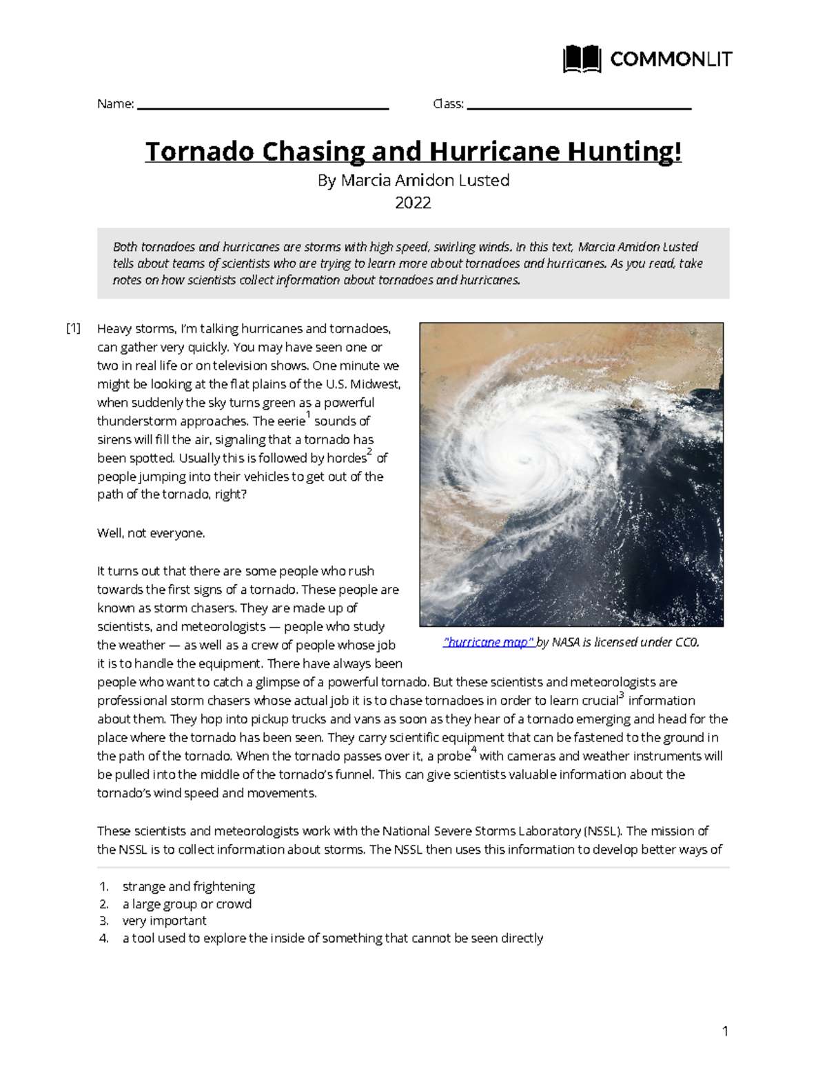 Tornado Chasing and Hurricane Hunting-student copy - Name: Class ...