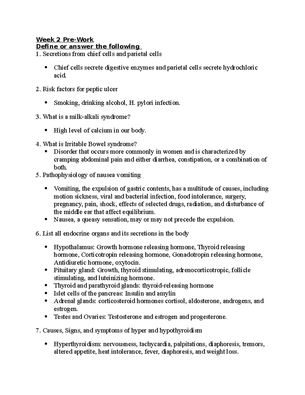 Week 2 Pre work pharmacology NURS 180 - Week 2 Pre-Work Define or ...