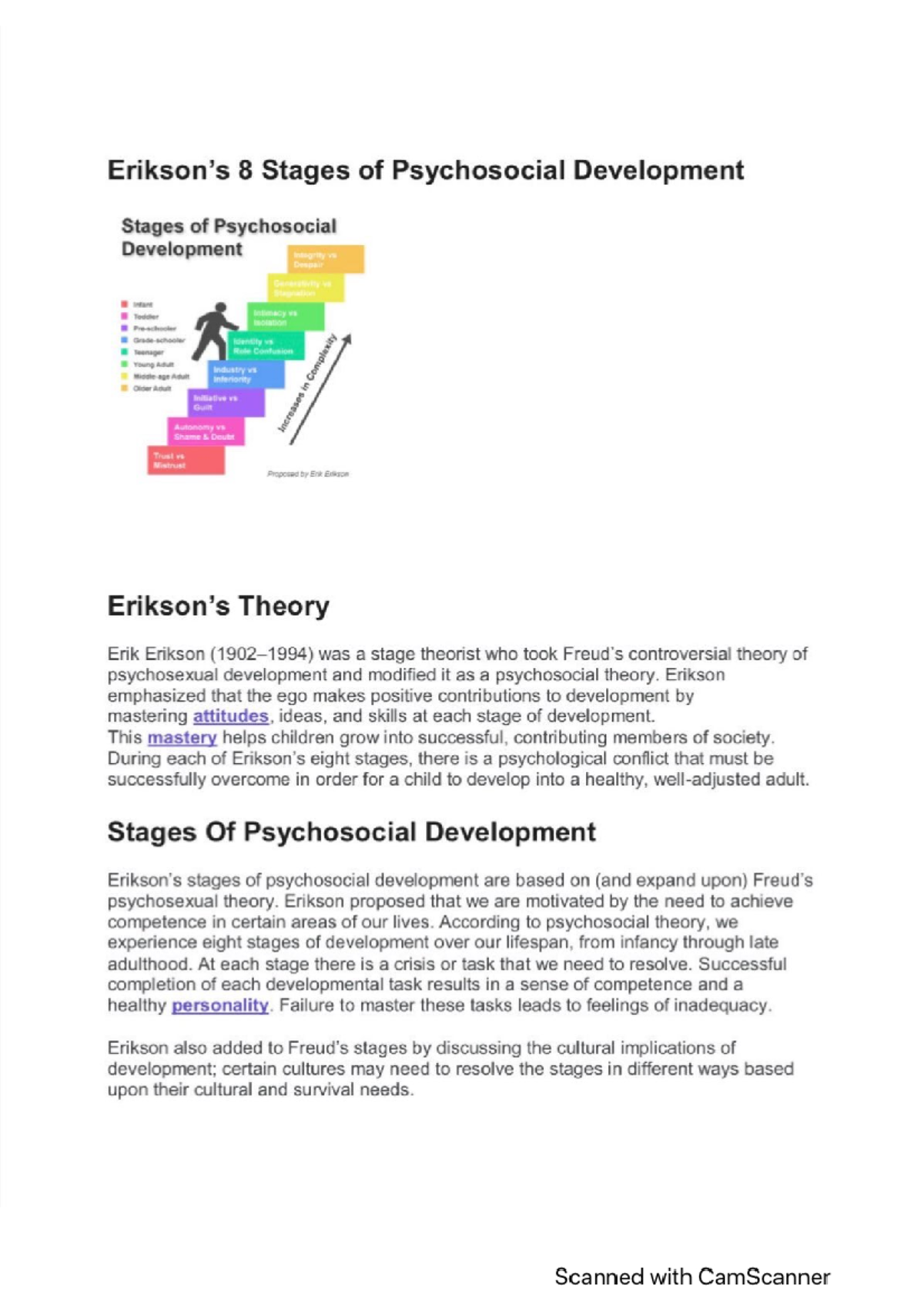 Erikson’s theory of development - Health psychology - Studocu